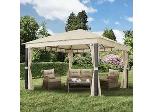 4064108056099 - Gartenpavillon 4x4m Polyester mit PU-Beschichtung 220 g m² champagnerfarben wasserdicht