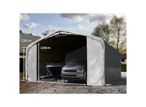 4260626611660 - 7x7m Zeltgarage PVC-Plane grau mit Statik (Betonuntergrund) - (99455)