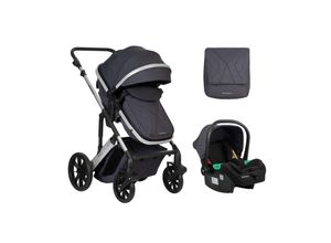 3800171209700 - Kikkaboo Kinderwagen Darling 3 in 1 Sportsitz Tragetasche Autositz Wickeltasche grau gemustert