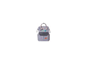 3800171210126 - Kikkaboo Wickeltasche Myla Rucksack Wickelunterlage abnehmbare Abzeichen Dino grau