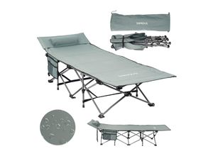 4099799000670 - 24MOVE® Feldbett Campingbett bis 150 kg In-und Outdoor Camping faltbar mit Seitentasche und Kissen
