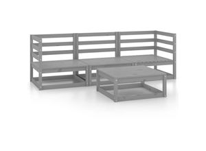 8720286464298 - Bonnevie - 4-tlg Garten-Lounge-SetGartenmöbel-Set Grau Kiefer Massivholz vidaXL