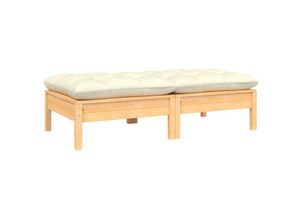 8720286670903 - Bonnevie - 2-Sitzer-GartensofaLounge-Sofa mit Creme Kissen Massivholz Kiefer vidaXL