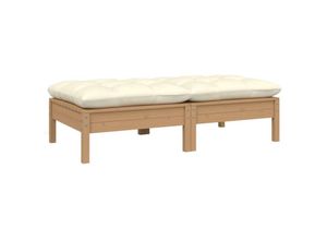 8720286670934 - Gartensofa 2-Sitzer，Lounge-Sofamit Creme Kissen Massivholz Kiefer vidaXL