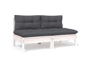 8720286670859 - Bonnevie - 2-Sitzer-GartensofaLounge-Sofa mit Kissen Weiß Massivholz Kiefer vidaXL