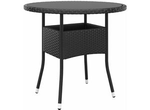 8720286089811 - Bonnevie - GartentischTerrassentisch Ø80x75 cm Hartglas und Poly Rattan Schwarz vidaXL