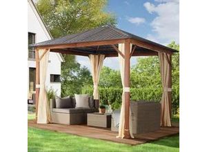 4064108056266 - Forest 3x3 m Hardtop Gartenpavillon inkl 4 Seitenteile champagnerfarben - (300182)