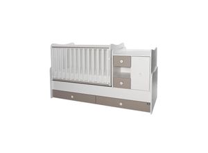 3800166107387 - Babybett Jugendbett 3 in 1 Mini Max umbaubar für 2 Kinder gleichzeitig dunkelbraun weiß