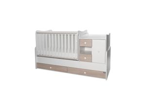 3800166107363 - Babybett Jugendbett 3 in 1 Mini Max umbaubar für 2 Kinder gleichzeitig hellbraun weiß