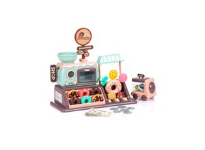 3800931061524 - Spielzeug Donut Shop 34-teilig Spielgeld Licht Kekse Donuts Lutscher braun