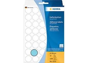 4008705022538 - HERMA Klebepunkte 2253 Ø 19 mm selbstklebend permanenthaftend per Hand beschreibbar 1280 Stück auf 32 Blatt FSC®-Papier blau