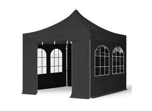 4260438380792 - Faltzelt professional 3x3 m mit Fenstern Faltpavillon alu Pavillon Partyzelt in schwarz PROFIZELT24 - schwarz