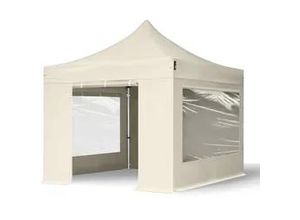 4260497043041 - PROFIZELT24 Faltzelt professional 3x3 m mit Panoramafenster Faltpavillon alu Pavillon Partyzelt in creme - creme