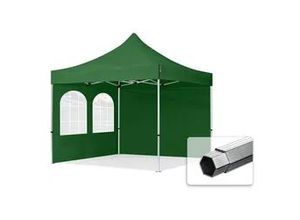 4064108038149 - House Of Tents - 3x3 m Faltpavillon professional Alu 40mm Seitenteile mit Sprossenfenstern dunkelgrün - dunkelgrün