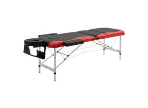 4251774985550 - Massageliege mit leichtem Alurahmen zusammenklappbar und gepolstert Schwarz Rot 215 x 60 x 61-84 cm (BxTxH) Massageliegen Massagebett Kosmetikliegen Massagetisch