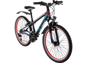 4250118266423 - BBF Rocky Jugendfahrrad Mädchen Jungen 130-145 cm Fahrrad 24 Zoll Mountainbike Kinderfahrrad Jugend ATB schwarz rot blau