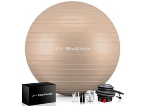 4260696120253 - EliteAthlete® Gymnastikball Sitzball Büro ergonomisch mit Anti Burst System - Fitness Yoga Pilates Schwangerschaft - Schwangerschaftsball Fitnessball Yogaball - Yoga Ball inkl Luftpumpe - Cappu 55cm