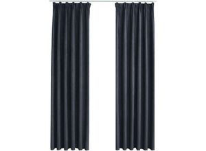 8719883720371 - Bonnevie - 2er-Set VerdunkelungsvorhängeVerdunkelung Gardinen mit Haken Anthrazit 140x225 cm vidaXL