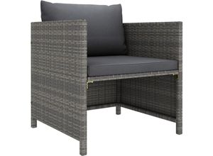 8720286166659 - Bonnevie - GartensofaLounge-Sofa mit Kissen Grau Poly Rattan vidaXL