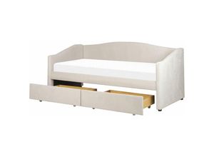 4255664836342 - Beliani - Tagesbett Hellbeige Stoffbezug mit 2 Schubladen Lattenrost 90 x 200 cm Modern Einzelbett Gästezimmer Kinderzmmer Jugendzimmer Ausstattung