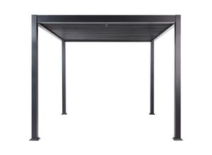 4255664885562 - Beliani - Garten Pergola Schwarz Aluminium mit Lamellendach Freistehend Wasserdicht Quadratisch Sonnenschutz Gartenausstattung Garten Terrasse