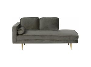 4251682215428 - Beliani - Chaiselongue Linksseitig Grau   Gold Samtstoff Metallfüße Modern Mit Zierkissen