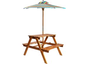 8718475613664 - Bonnevie - Kinder-Picknicktisch Sonnenschirm 79x90x60cm Massivholz Akazie vidaXL448133