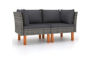 8720286208175 - Bonnevie - Ecksofas 2 Stk Poly Rattan und Eukalyptus Massivholz vidaXL104073