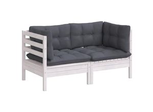 8720286858707 - Bonnevie - 2-Sitzer-GartensofaLounge-Sofa mit Anthrazit Kissen Massivholz Kiefer vidaXL