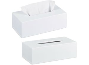 4052025439132 - Relaxdays - 2 x Tücherbox Bambus Taschentuchbox mit Schiebeboden Tissue Box für Taschentücher HxBxT 75 x 24 x 12 cm weiß