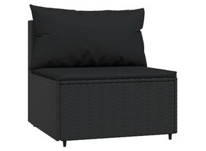 8720845672850 - Bonnevie - Garten-Mittelsofa mit KissenGartensofa Schwarz Poly Rattan vidaXL