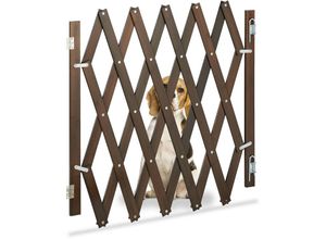 4052025453015 - Hundeabsperrgitter ausziehbar bis 126 cm 70-82 cm hoch Bambus Hunde Schutzgitter für Treppe & Tür braun - Relaxdays