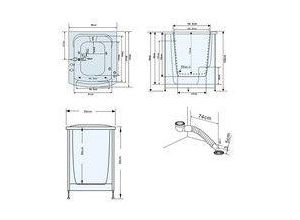 4260255472441 - Seniorenbadewanne inkl Whirlpool- vital l - Maße 153 x 76 x 64cm - Sitzwanne inkl komplettem Zubehör i Badewanne mit Tür Whirlpool-Badewannen mit