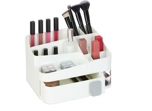 4052025479435 - Make Up Organizer 18 Fächer Kosmetik Aufbewahrung Kunststoff hbt 15 x 26 x 21 cm Kosmetikorganizer weiß - Relaxdays