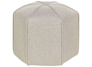 4255664854773 - Beliani - Pouf Beige Stoffbezug Leinen Blumenform 45 x 45 x 42 cm Modern Wohnzimmer Schlafzimmer Ausstattung Deko Polsterhocker Sitzhocker Fußhocker