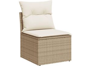 8721012334359 - Vidaxl - Gartensofa ohne Armlehnen mit Kissen Beige Poly Rattan