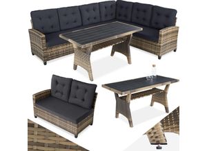 4061173205582 - tectake® Rattan Lounge für 6 Personen UV-beständig Tisch mit Schraubfüßen