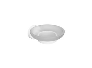 4250657517864 - Brillantbad WHITE Seifenablage Messing Weiß mit Glasschale 110x55x105 mm für Bad & Küche >> zum Bohren oder Kleben*