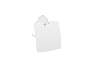 4250657517765 - Brillantbad WHITE Papierrollenhalter Messing Weiß mit Deckel 140x155x80 mm für Bad & WC >> zum Bohren oder Kleben*