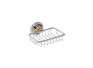 4250657520635 - Brillantbad BETRO GOLD Seifenhalter Messing Gold Chrom 140x65x142 mm für Bad & Küche >> zum Bohren