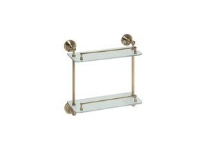 4250657520529 - Brillantbad BETRO BRONZE Glasregal Messing Glas Bronze 400x420x120 mm für Bad & Küche >> zum Bohren