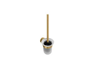 4250657525265 - Brillantbad BABLO WC-Bürstengarnitur Messing Milchglas Gold matt 140x95x370 mm für Bad & WC >> zum Bohren oder Kleben*