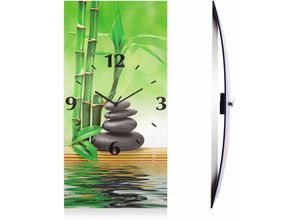 4059745811798 - Wanduhr ARTLAND Spa Konzept Zen Basaltsteine Wanduhren Gr B H T 25 cm x 50 cm x 03 cm Quarzuhr grün Wanduhren 3D Optik gebogen mit Quarz- oder Funkuhrwerk versch Größen