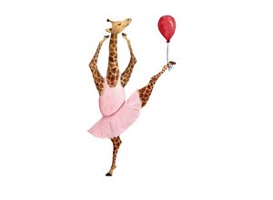 4049009357735 - Leinwandbild QUEENCE Ballerina Giraffe Bilder Gr B H T 40 cm x 60 cm x 2 cm rosa Leinwandbilder Bilder