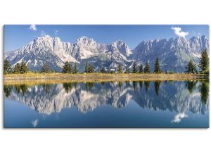 4062144640029 - Wandbild ARTLAND Kaisergebirge Tirol Bilder Gr B H 100 cm x 50 cm Leinwandbild Berge & Alpenbilder Querformat 1 St blau Kunstdrucke als Alubild Leinwandbild Wandaufkleber oder Poster in versch Größen