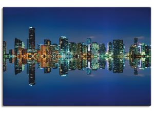 4062144131404 - Wandbild ARTLAND Miami Skyline Bilder Gr B H 90 cm x 60 cm Leinwandbild Amerika Querformat 1 St blau Bild Leinwandbild Kunstdrucke Bilder als Alubild Leinwandbild Wandaufkleber oder Poster in versch Größen