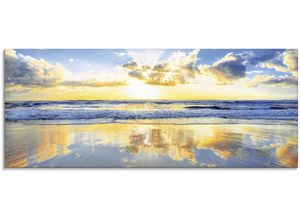 4059745128117 - Glasbild ARTLAND Sonnenaufgang über dem Ozean Bilder Gr B H 125 cm x 50 cm Glasbild Himmel 1 St blau Glasbilder in verschiedenen Größen