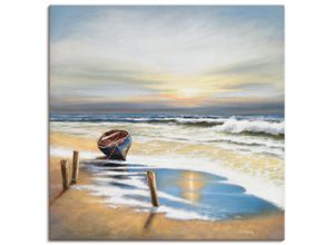 4055327447836 - Wandbild ARTLAND Boot an der Küste Bilder Gr B H 70 cm x 70 cm Leinwandbild Strand quadratisch 1 St blau Bild Poster Bilder als Leinwandbild Wandaufkleber oder in versch Größen