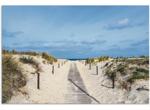 4062144675458 - Wandbild ARTLAND Strandaufgang an Küste der Ostsee Bilder Gr B H 120 cm x 80 cm Alu-Dibond-Druck Strandbilder Querformat 1 St blau Kunstdrucke als Alubild Leinwandbild Wandaufkleber oder Poster in versch Größen