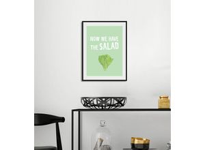 4049009933885 - Bild QUEENCE NOW WE HAVE THE SALAD Bilder Gr B H 40 cm x 50 cm Wandbild Schriftzug Hochformat 1 St grün Kunstdrucke